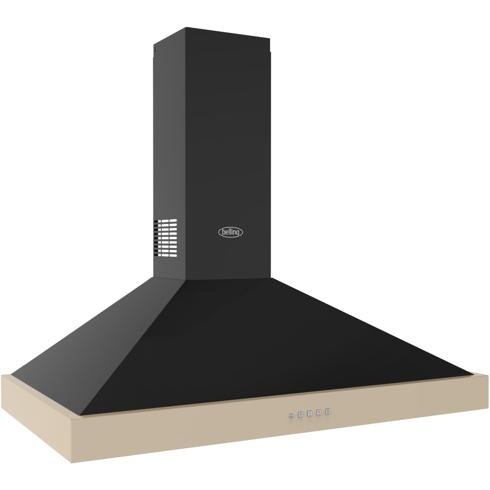 Belling Farmhouse 90PYR 90cm Chimney Cooker Hood, Cream, C Rated ...