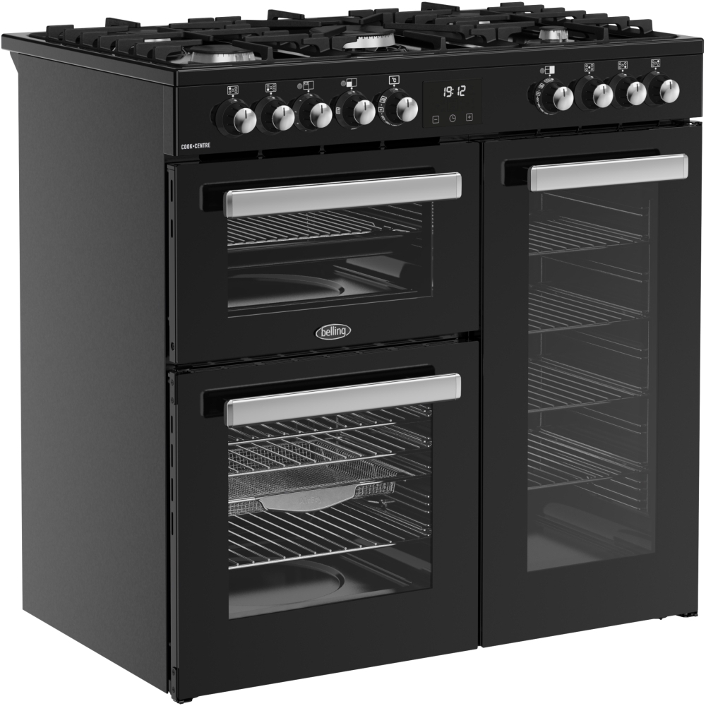 Belling RCA COOKCENTRE 90DF 90cm Dual Fuel Range Cooker, Black, A Rated ...