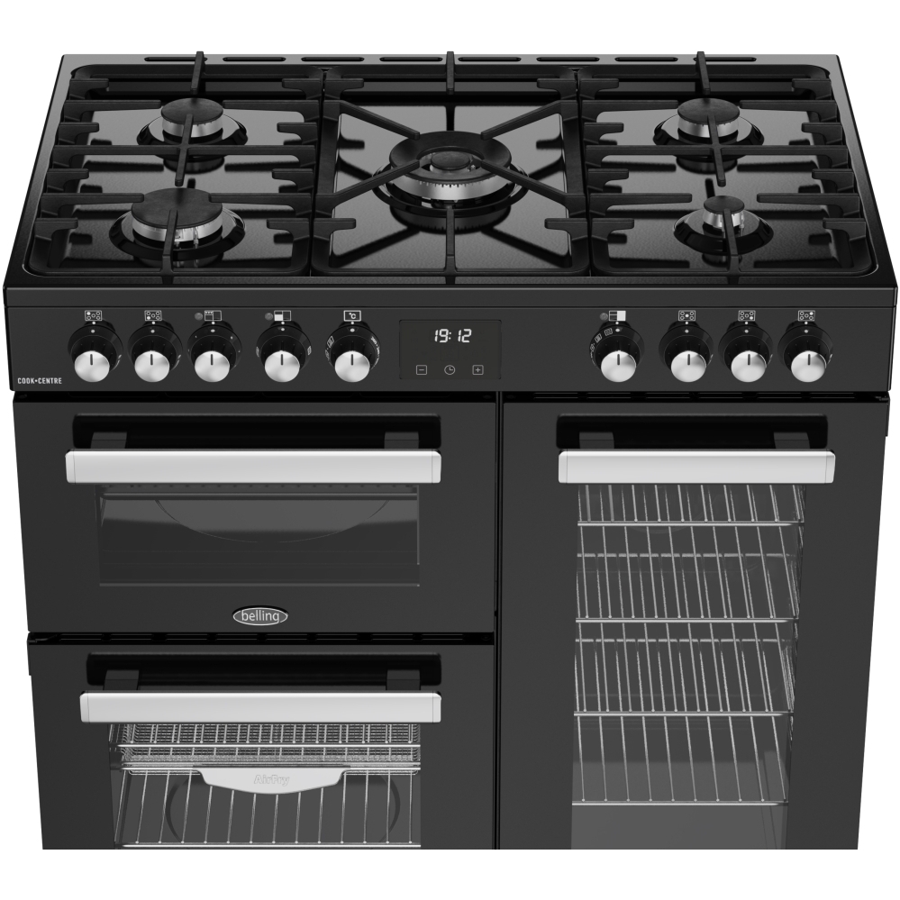 Belling RCA COOKCENTRE 90DF 90cm Dual Fuel Range Cooker, Black, A Rated ...
