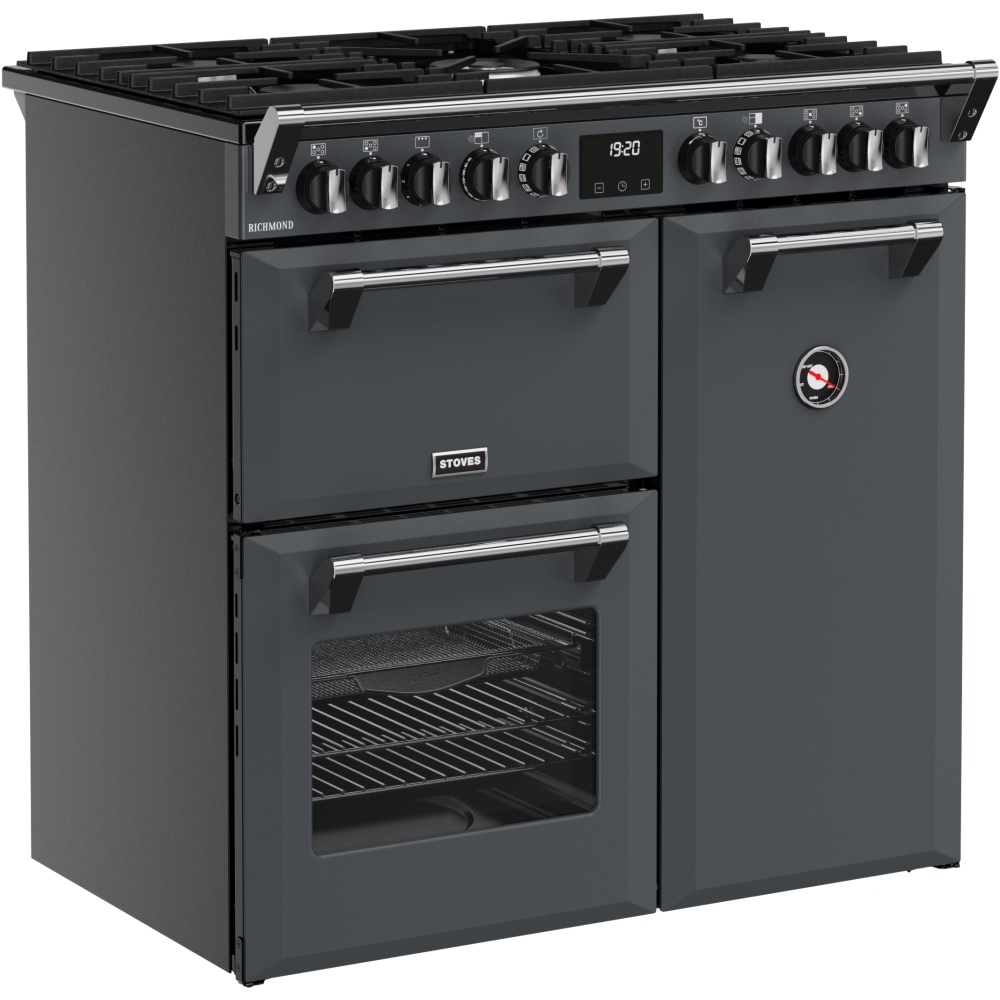 Stoves RCA RICH 90DF ANT 90cm Dual Fuel Range Cooker, Grey, A Rated ...