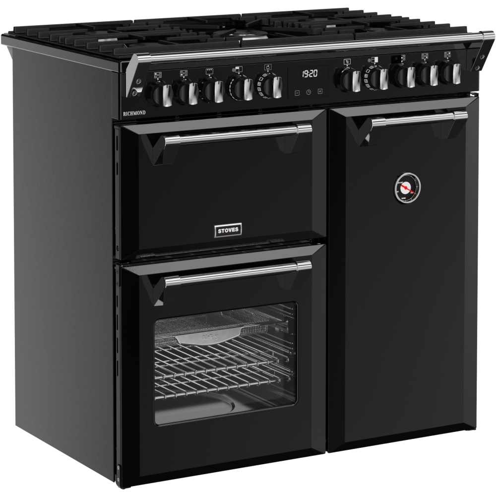 Stoves RCA RICH 90DF BLK 90cm Dual Fuel Range Cooker, Black, A Rated ...