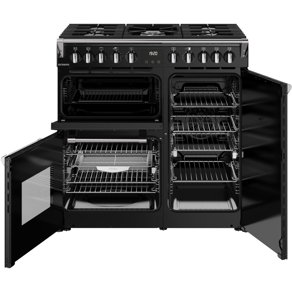 Stoves RCA RICH 90DF BLK 90cm Dual Fuel Range Cooker, Black, A Rated ...