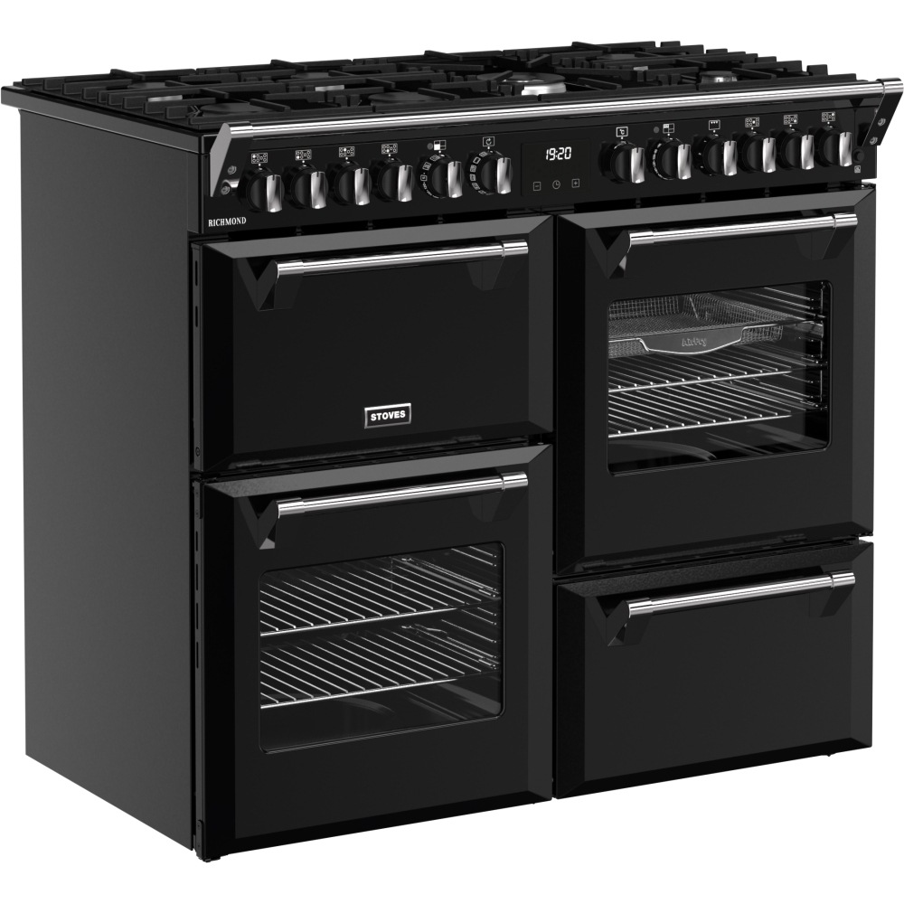 Stoves Richmond 100DF 100cm Dual Fuel Range Cooker, Black, A Rated ...