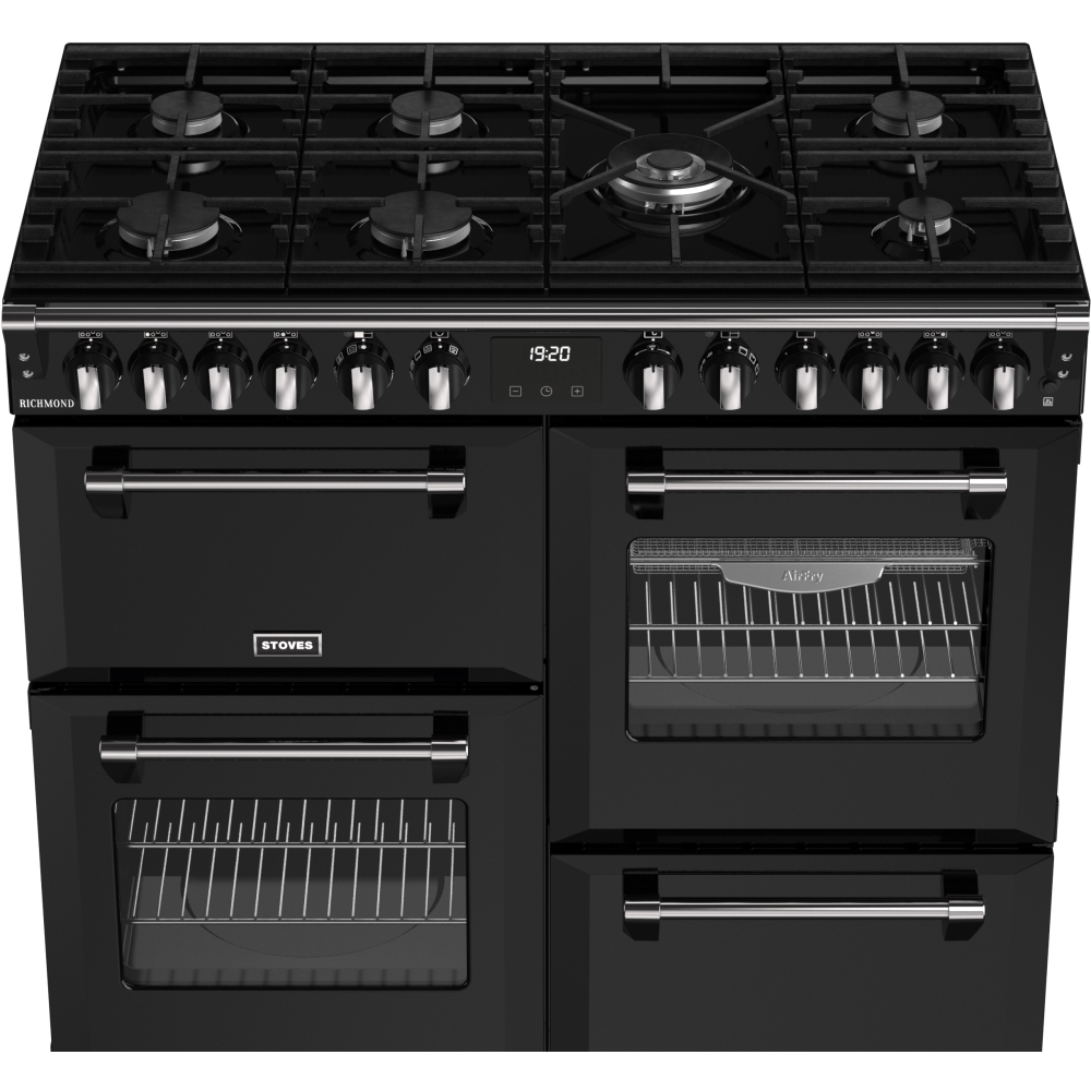 Stoves Richmond 100DF 100cm Dual Fuel Range Cooker, Black, A Rated ...