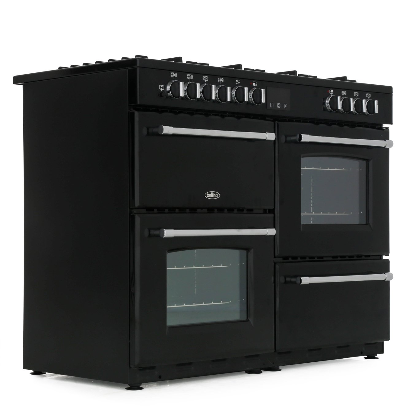 Belling Farmhouse 110DF Black 110cm Dual Fuel Range Cooker, A Rated ...