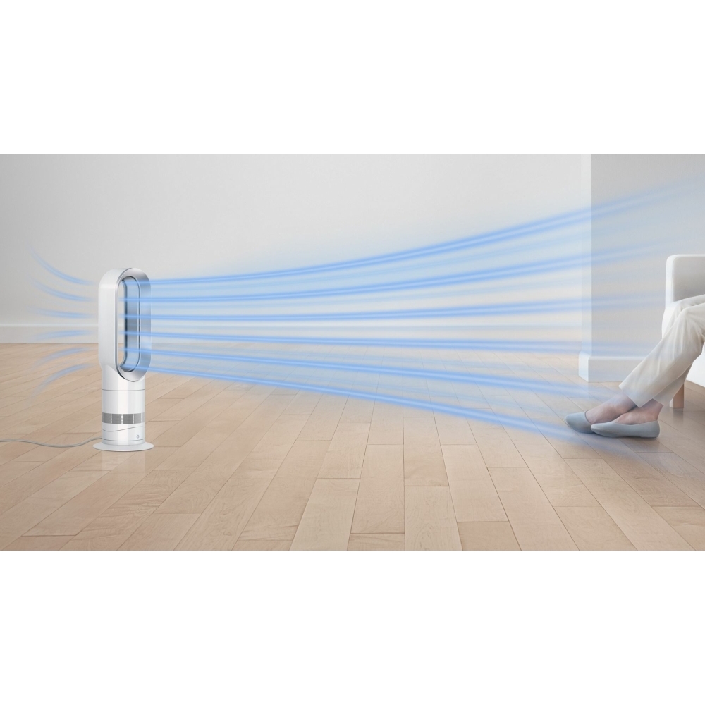 Dyson AM09 Hot+Cool™ Jet Focus Fan Heater, White/Nickel (473399-01) | Marks Electrical