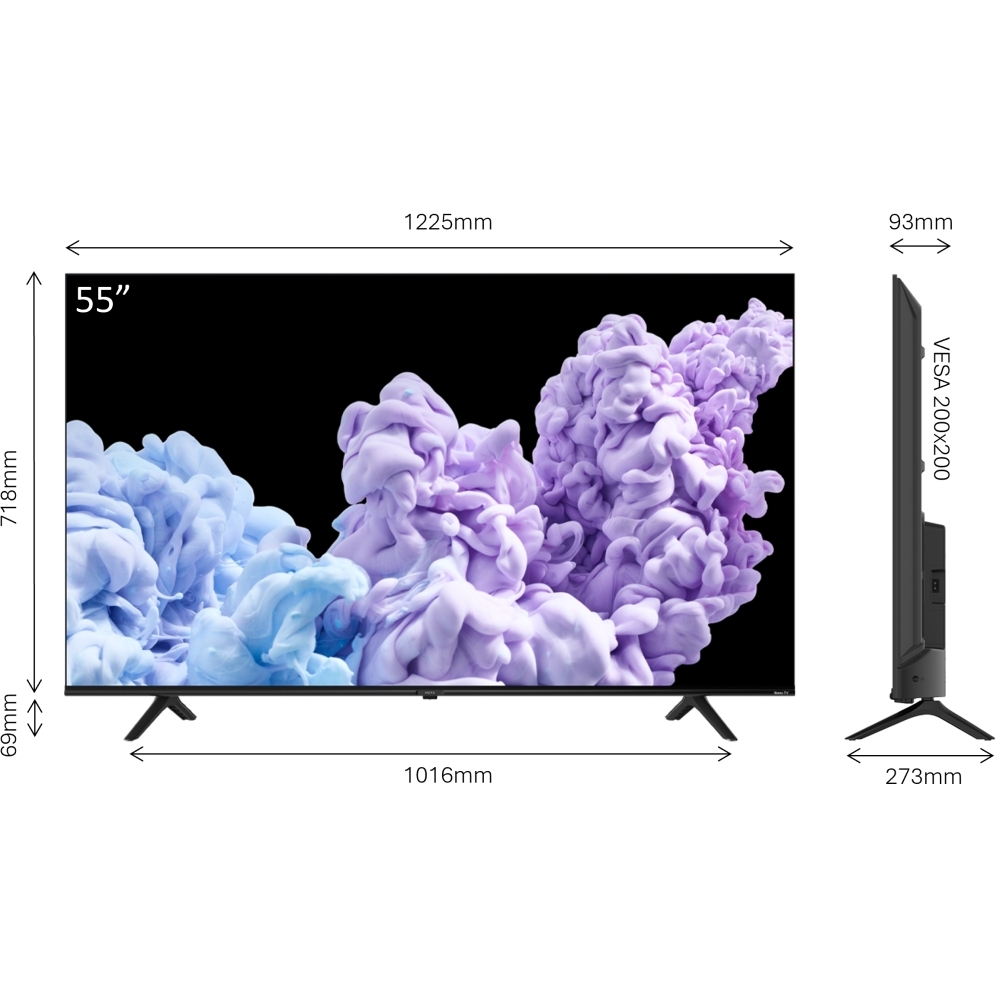 Metz 55MRD6000YUK MRD6000 55" DLED 4K Ultra HD HDR Smart Roku TV, Black ...