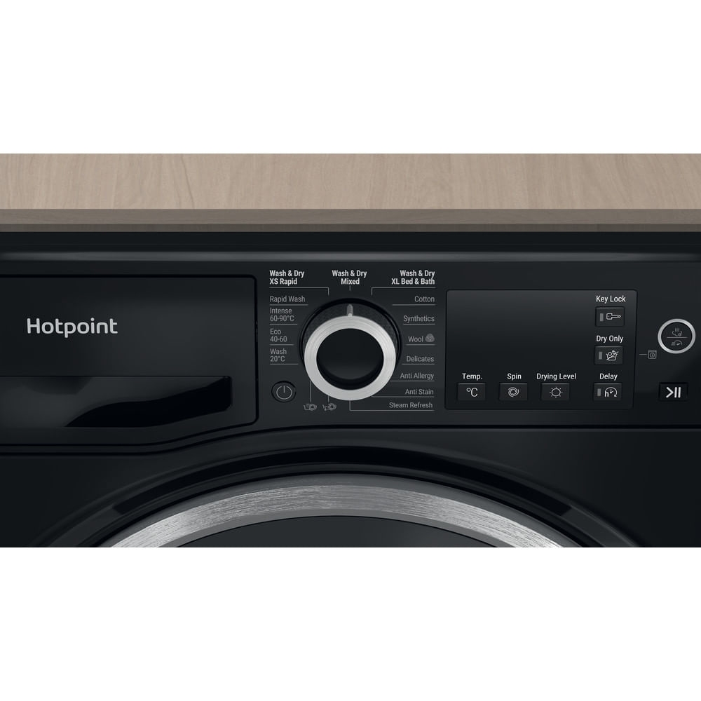 Hotpoint NDB9635BSUK Washer Dryer, 9kg/6kg, 1400 Spin, Black, D Rated ...