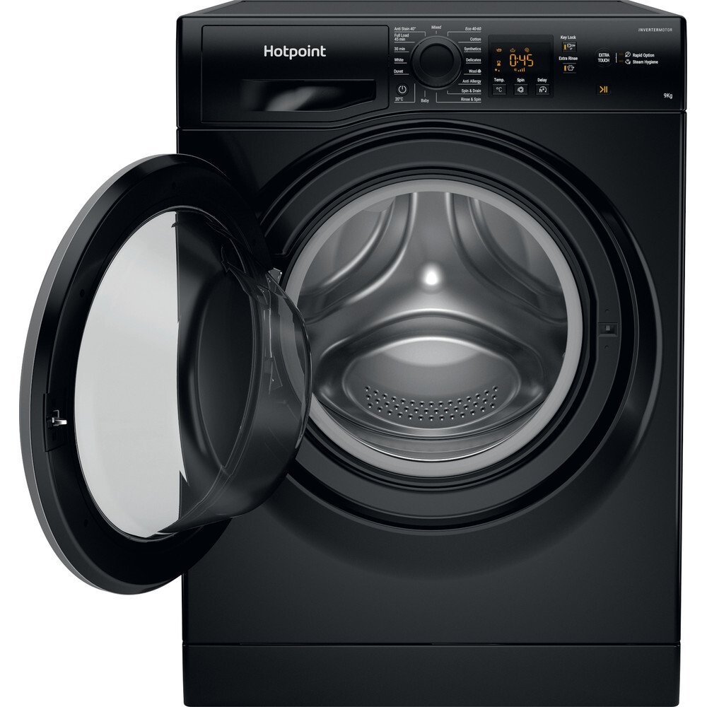 Hotpoint NSWM965CBSUKN Washing Machine, 9kg, 1600 Spin, Black, B Rated ...