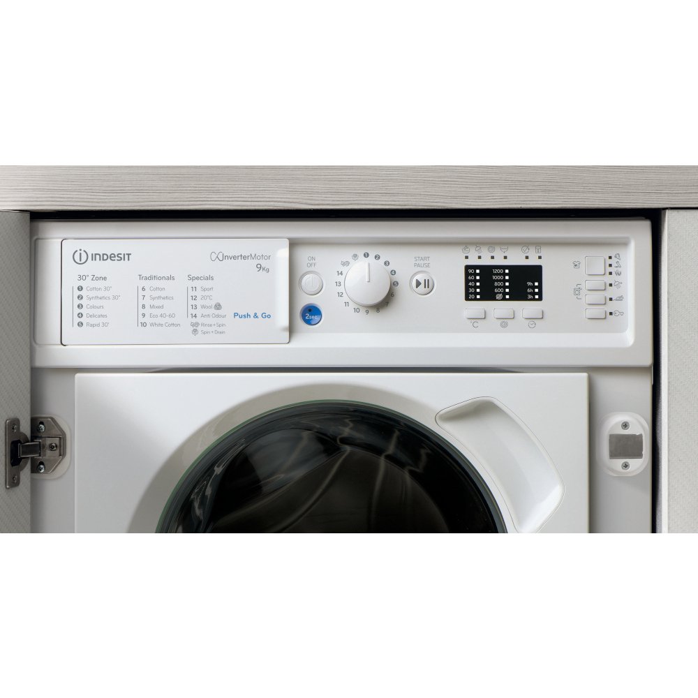 Indesit BIWMIL91485UK Integrated Washing Machine, 9kg, 1400 Spin, White ...