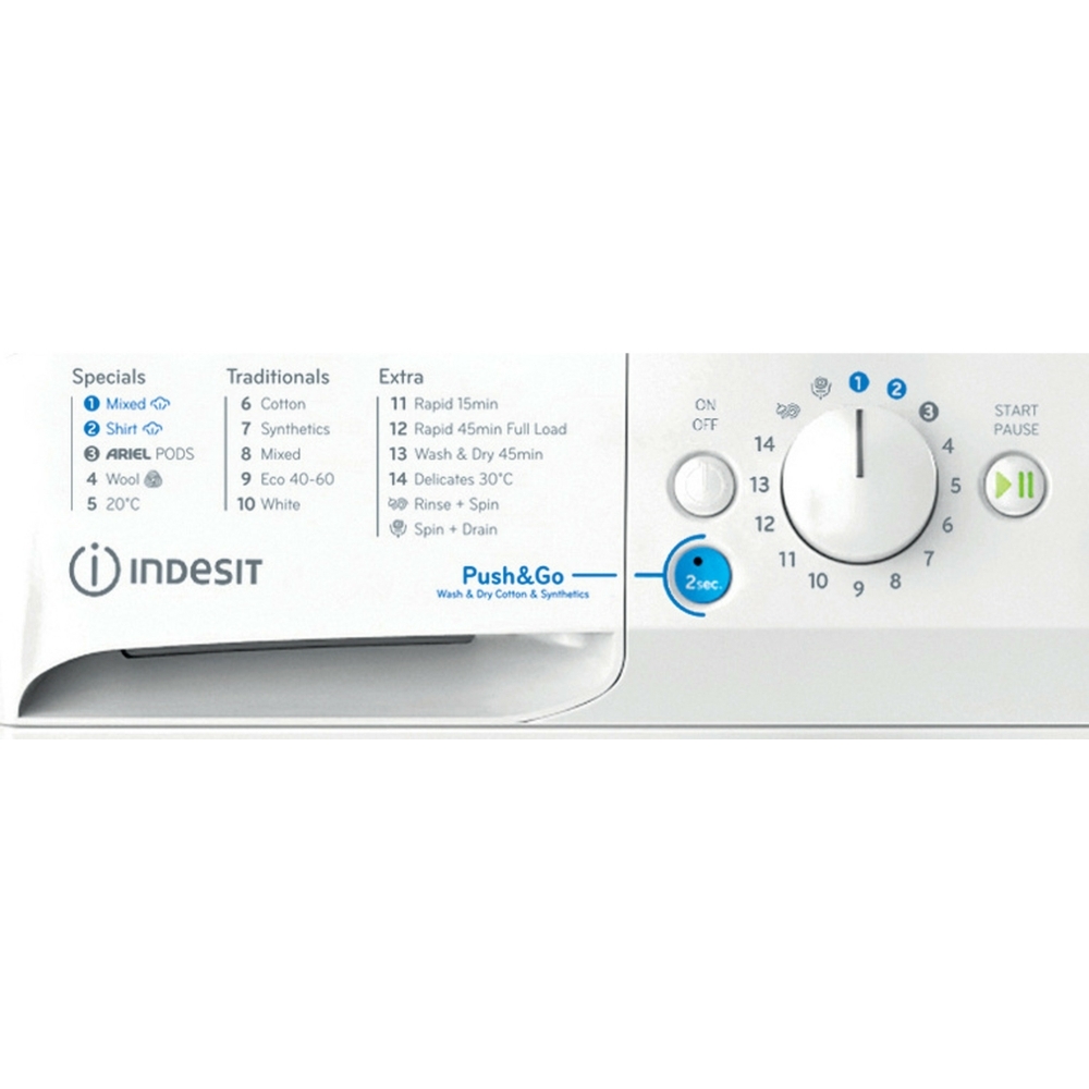 Indesit BDE 107436 WV UK Washer Dryer, 10kg/7kg, 1400 Spin, White, D ...