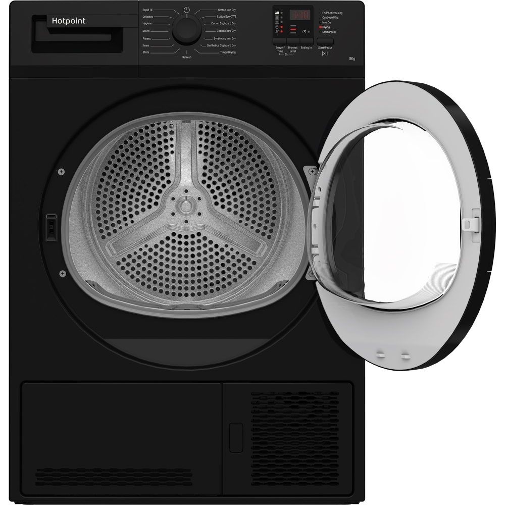 Hotpoint C HD C82 BBGD UK Condenser Tumble Dryer, 8kg, Black, B Rated ...