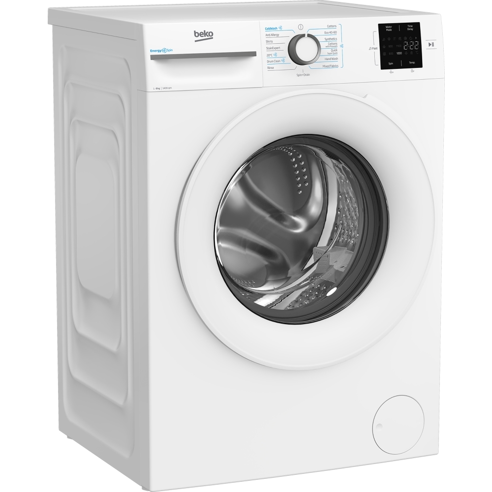 Beko BM3WT3841W EnergySpin Washing Machine, 8kg, 1400 Spin, White, A ...