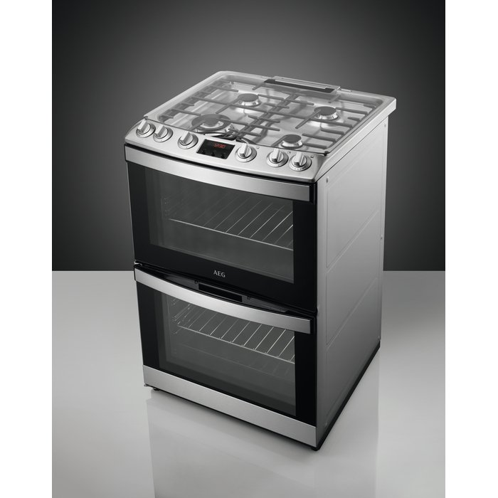 AEG CGB6130ACM Gas Cooker with Double Oven, Stainless Steel, A Rated ...