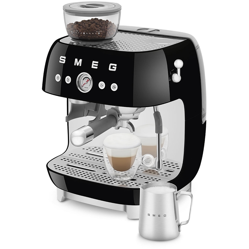 Smeg EGF03BLUK Retro Espresso Coffee Machine with Grinder & 20 Bar Pump ...