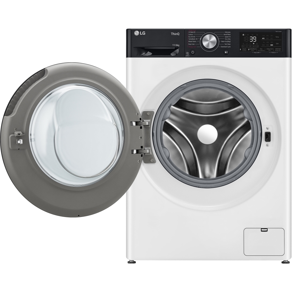 LG FWY916WBTN1 Washer Dryer 11kg 6kg 1400 Spin White D Rated