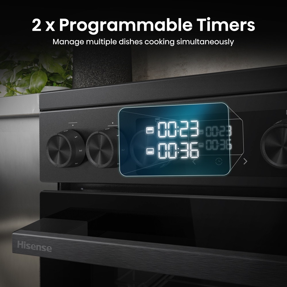 Hisense HDCEC5C10B Ceramic Electric Cooker with Double Oven, Black, A ...