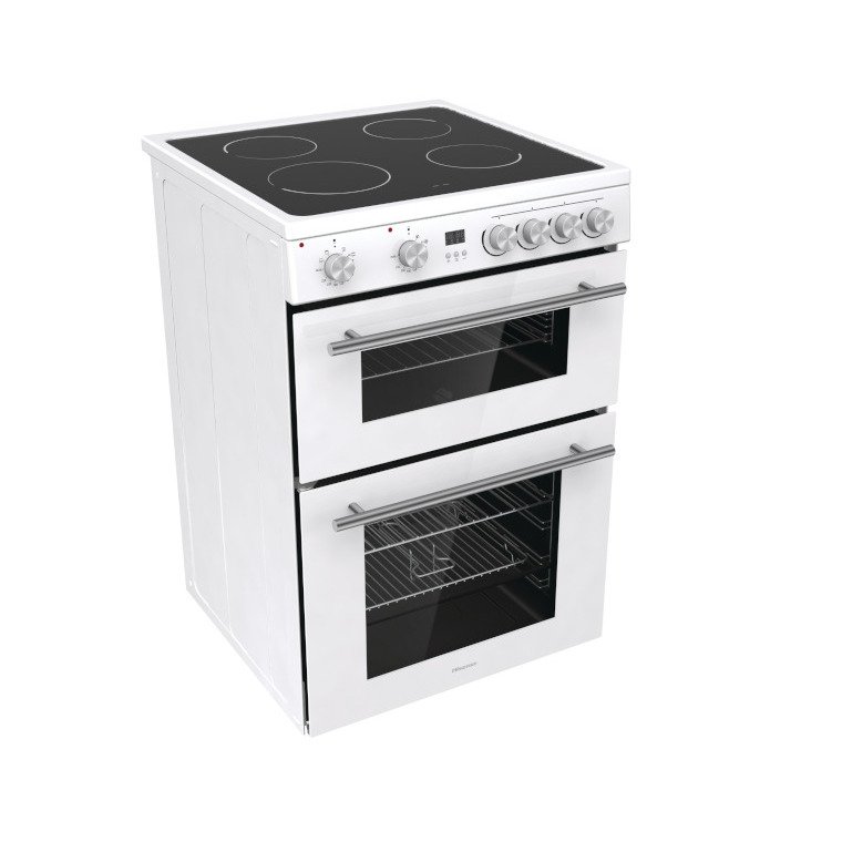 Hisense HDE3211BWUK Ceramic Electric Cooker with Double Oven, White, A ...