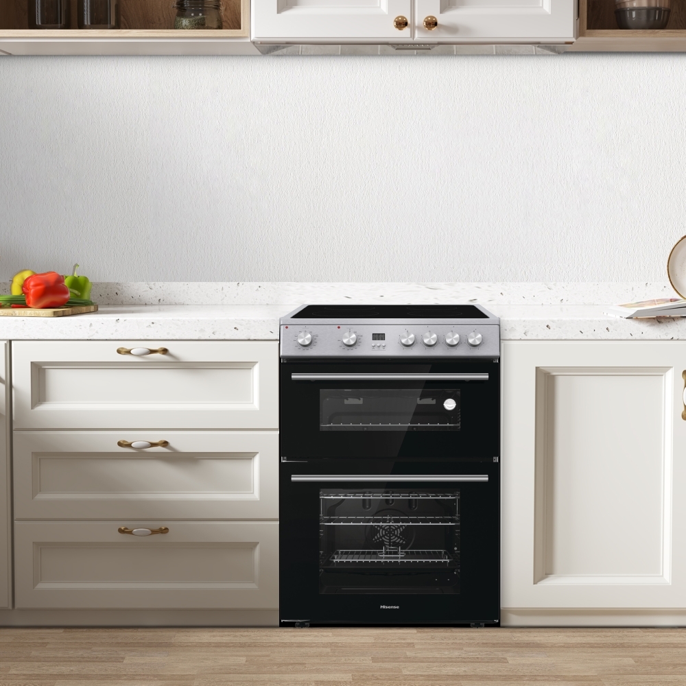 Hisense HDE3211BXUK Ceramic Electric Cooker with Double Oven, Stainless ...