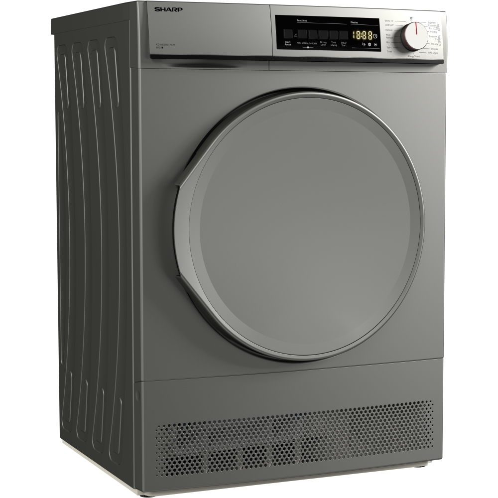 Sharp KD-NCB8S7PS91-EN Condenser Tumble Dryer, 8kg, Silver, B Rated ...