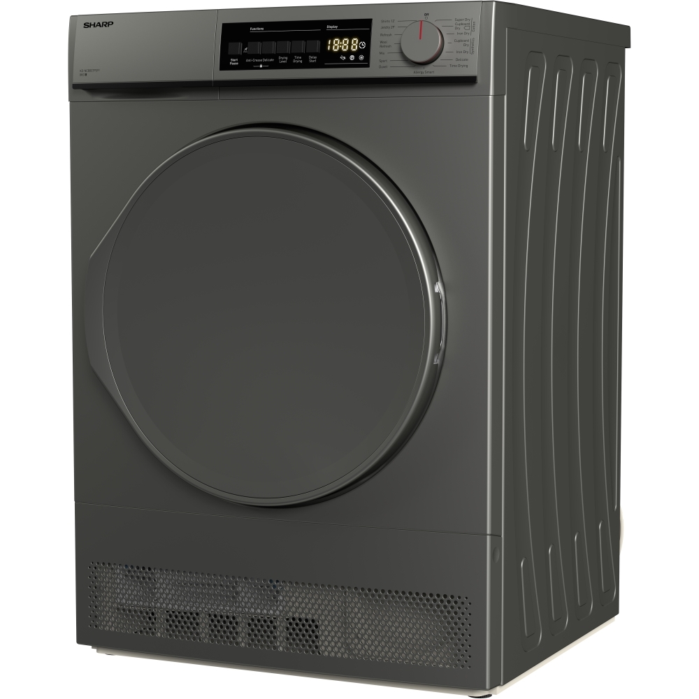 Sharp KD-NCB8S7PS91-EN Condenser Tumble Dryer, 8kg, Silver, B Rated ...