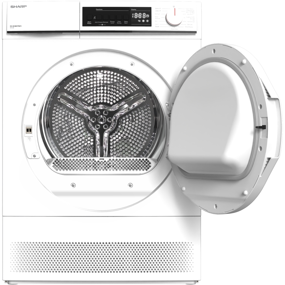 Sharp KD-NCB8S7PW91-EN Condenser Tumble Dryer, 8kg, White, B Rated ...