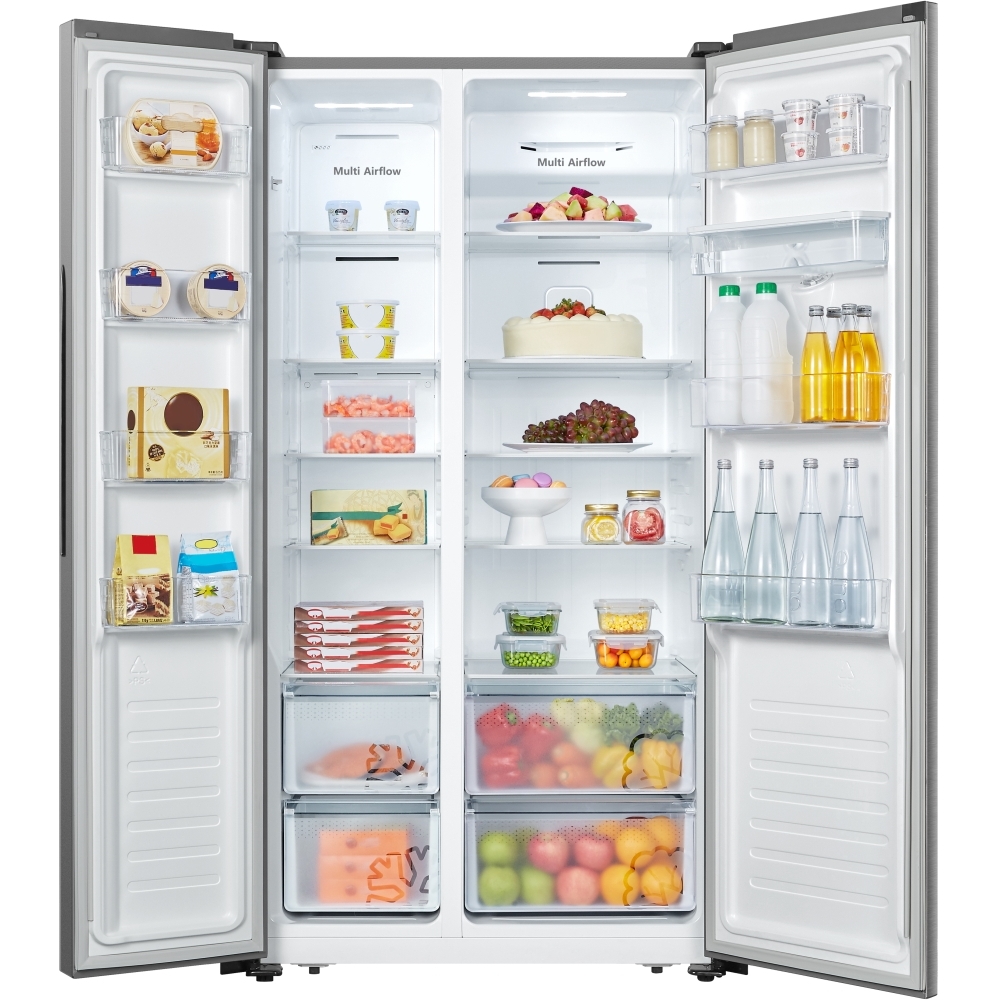 Fridgemaster MS91520DES American Fridge Freezer, Non-Plumbed, Silver, E ...