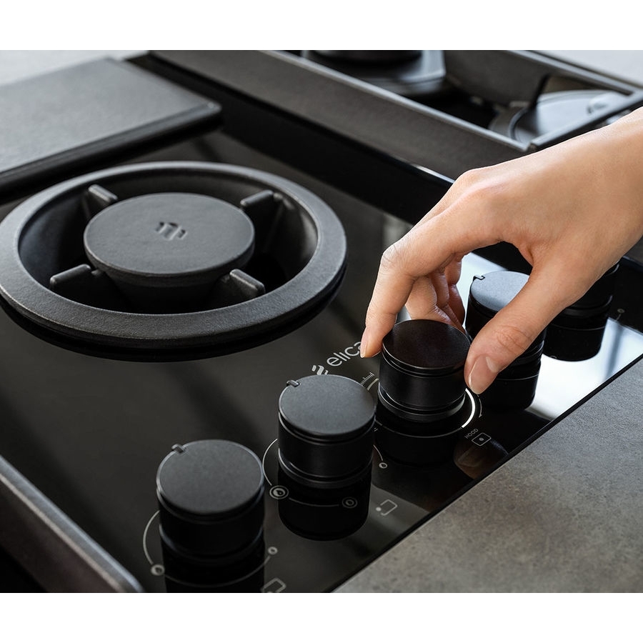 Elica NikolaTesla NT-FLAME-BLK-DO 88cm Vented Hob, Black | Marks Electrical