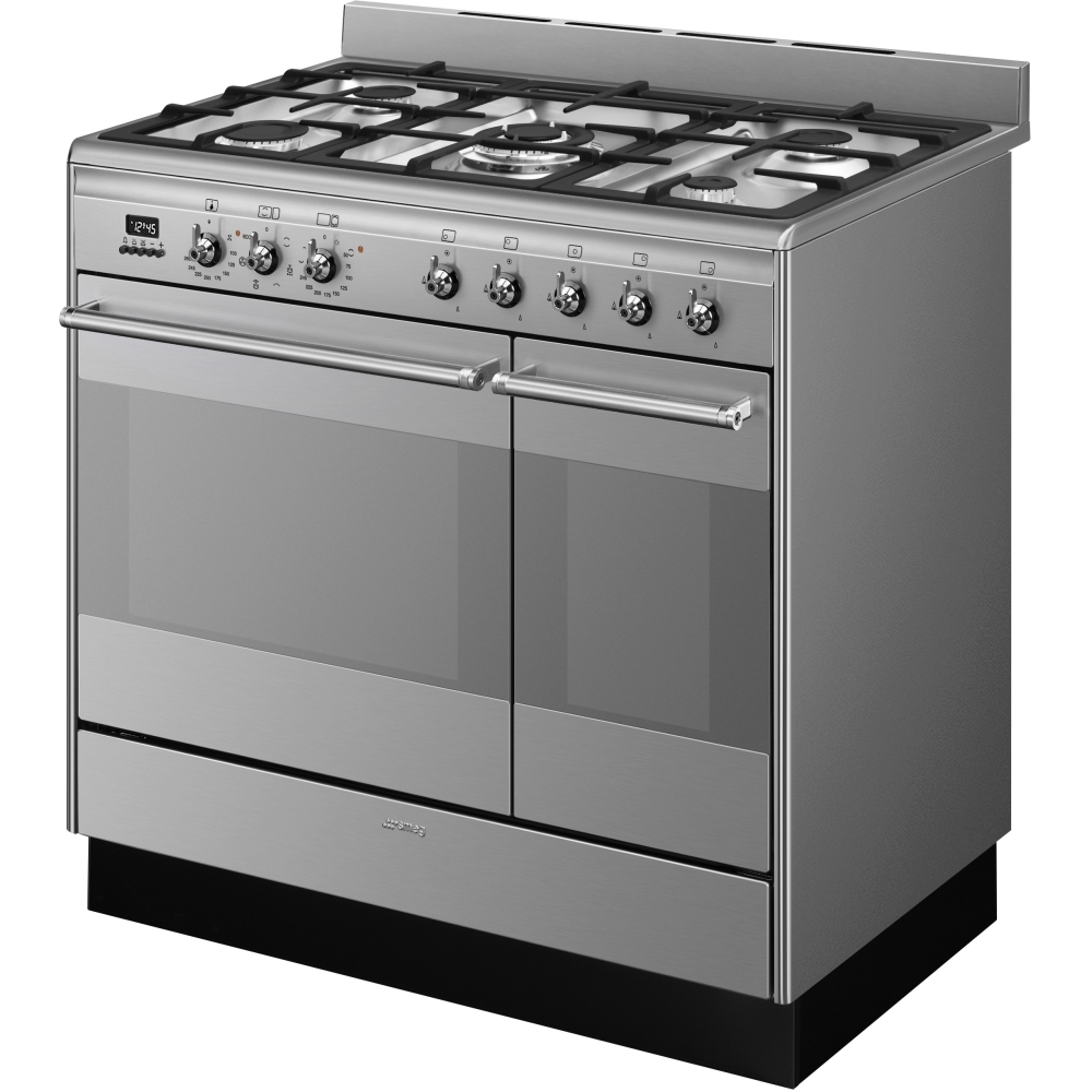 Smeg SUK92MX9-1 Concert 90cm Dual Fuel Range Cooker, Stainless Steel, A ...