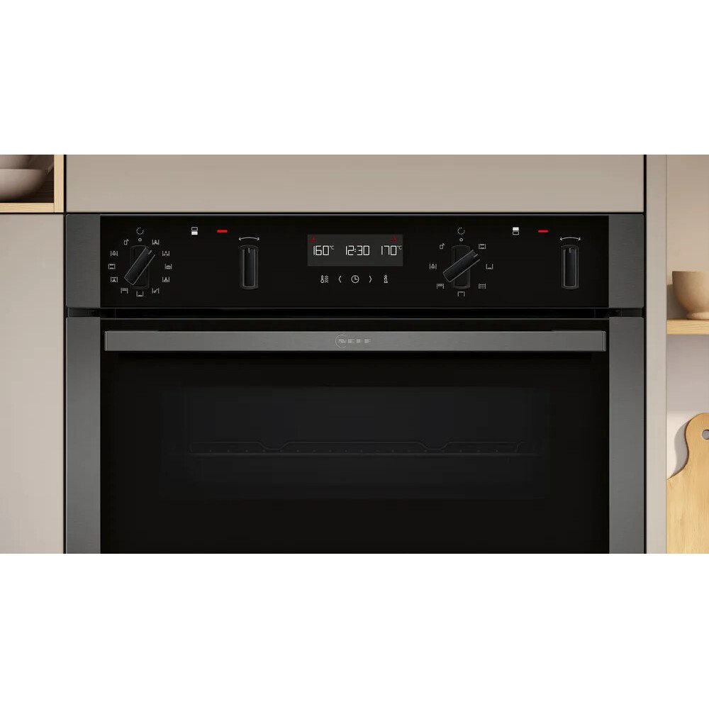 Neff U2ACH7AG7B N50 Built-In Electric Double Oven, Graphite Grey with ...