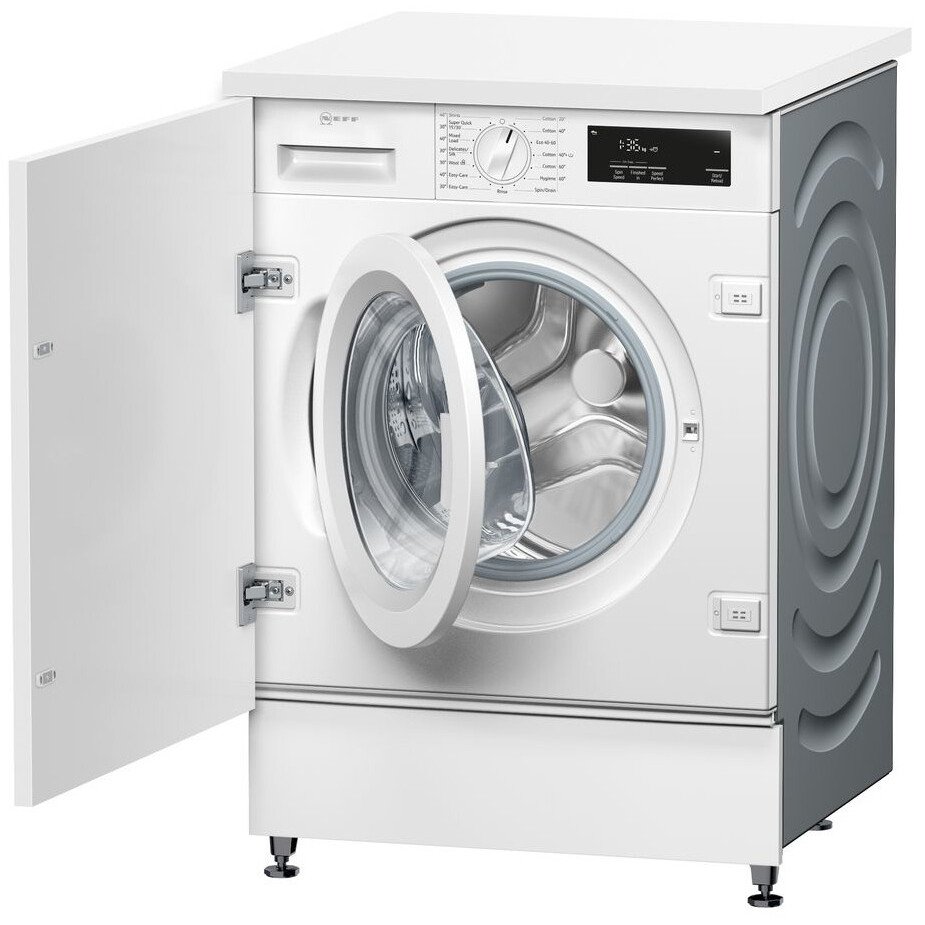 Neff W543BX2GB Integrated Washing Machine, 8kg, 1400 Spin, White, C ...