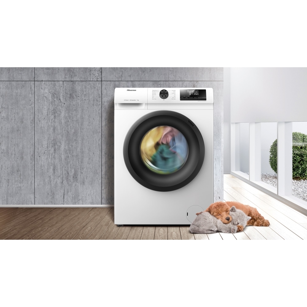 Hisense WFQP7012EVM 1 Series Washing Machine, 7kg, 1200 Spin, White, C ...