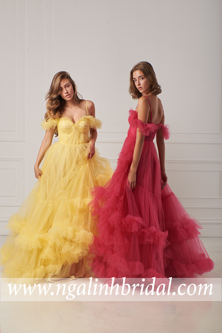YELLOW LILY TULLE GOWN