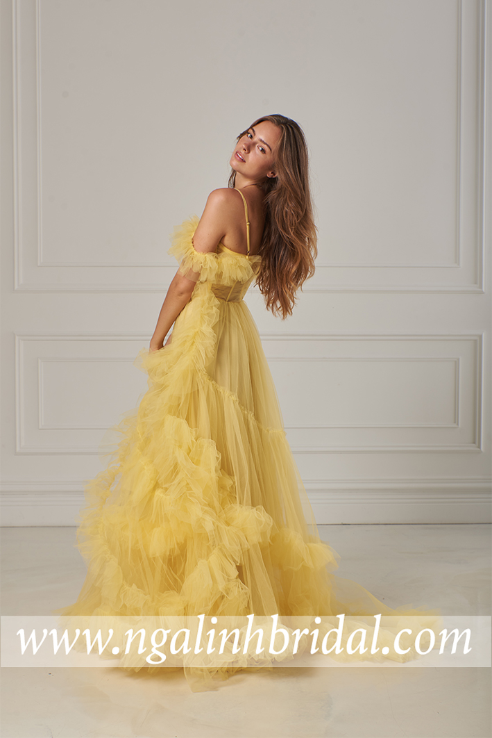 YELLOW LILY TULLE GOWN