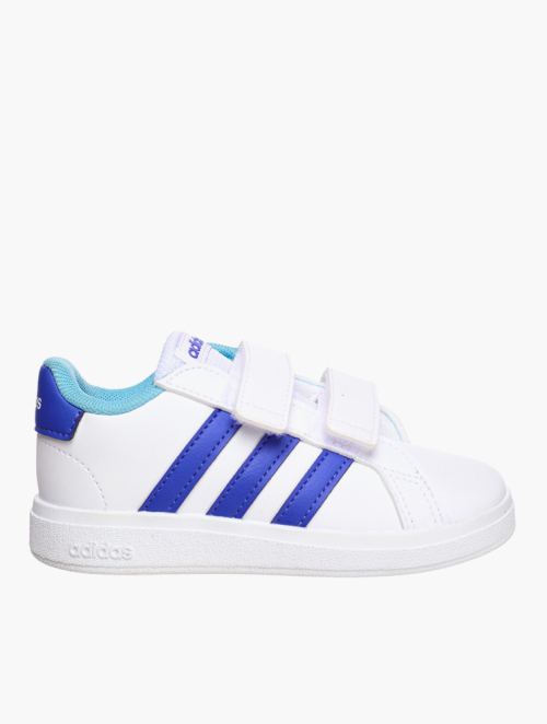 MyRunway | Shop adidas White & Lucid Blue Grand Court 2.0 Sneakers for ...