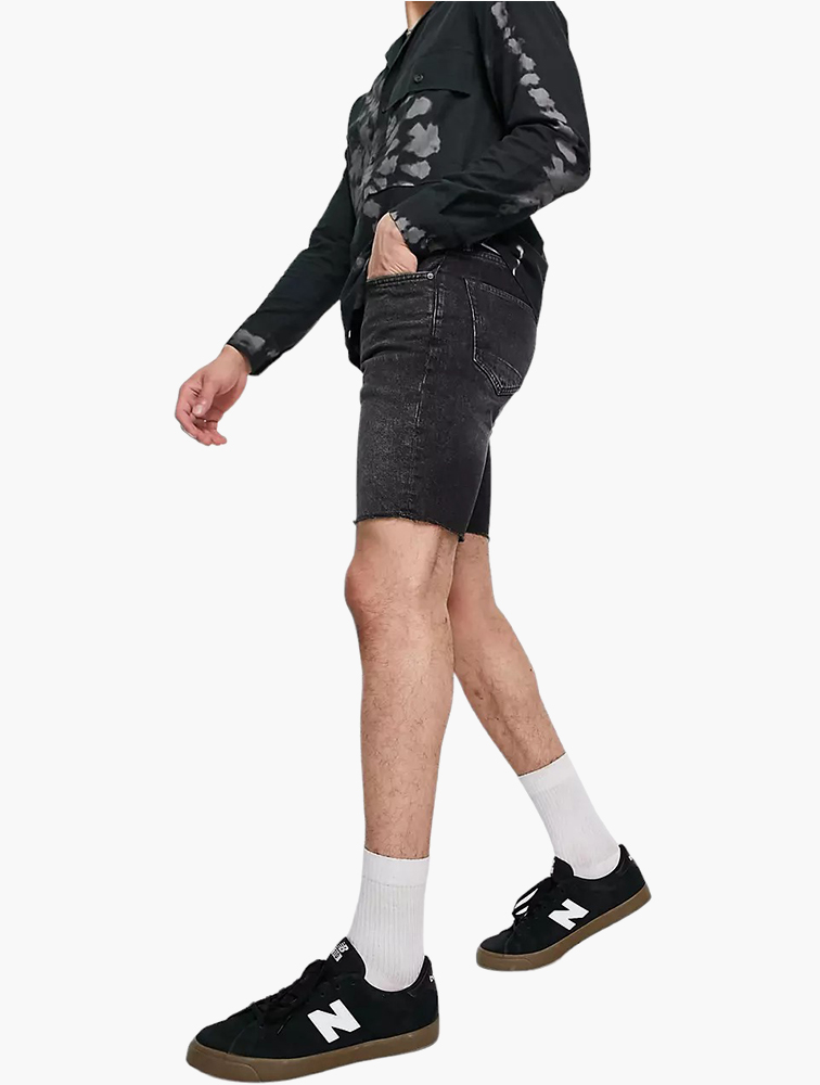 MyRunway | Shop AllSaints Black Washed Denim Switch Shorts for Men from ...