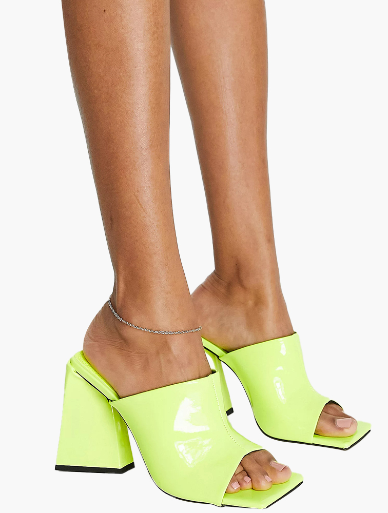 MyRunway | Shop ASOS Neon Yellow Nyla Heeled Mules for Women from ...