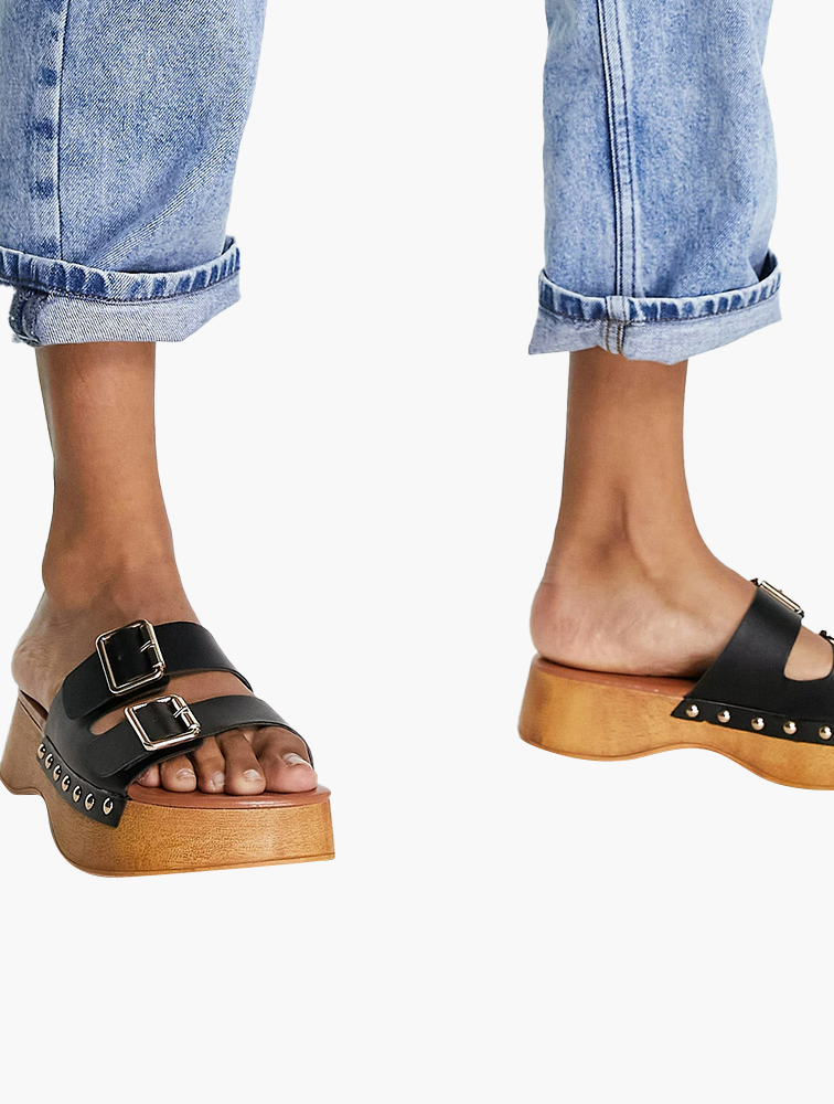 MyRunway | Shop ASOS Black Fuzzy Flatform Clogs for Women from MyRunway ...