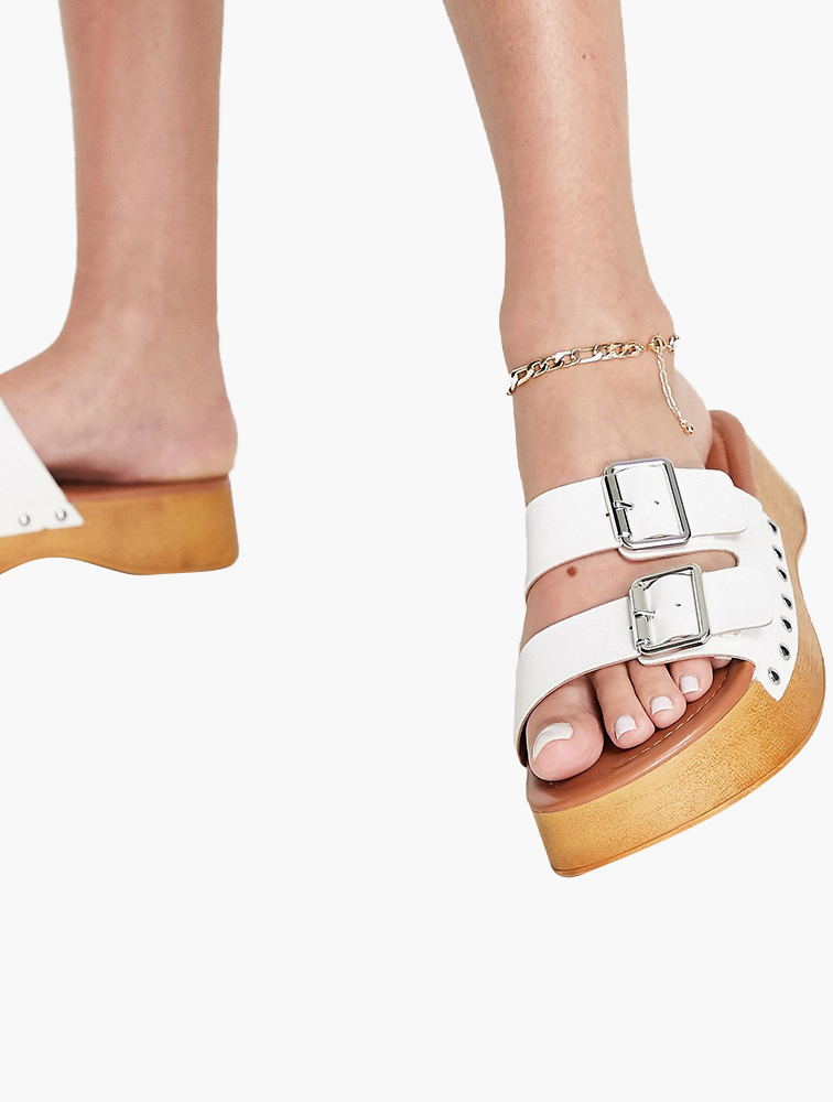 MyRunway | Shop ASOS White Fuzzy Flatform Clogs for Women from MyRunway ...