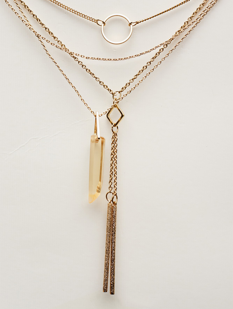 MyRunway | Shop Bershka Gold Multiple Pendants Layered Chain Necklace ...