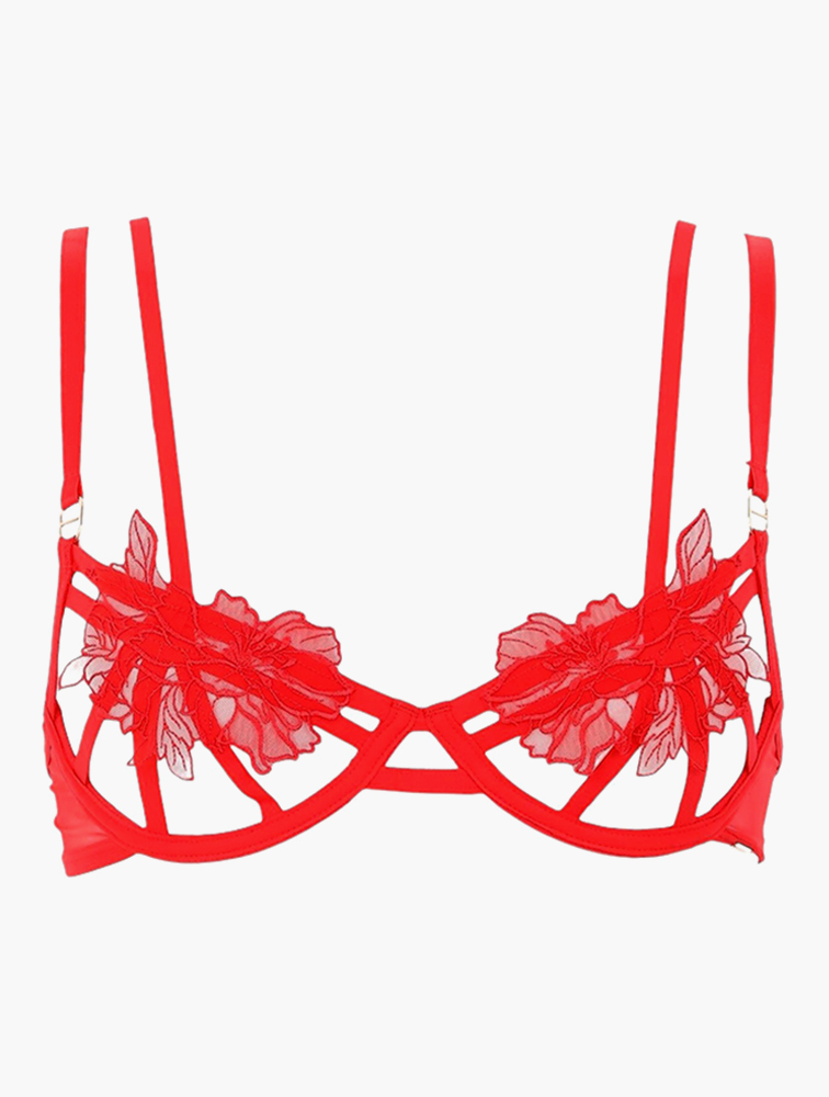 MyRunway | Shop Bluebella Red Floral Mesh Lace Bra for Women from ...