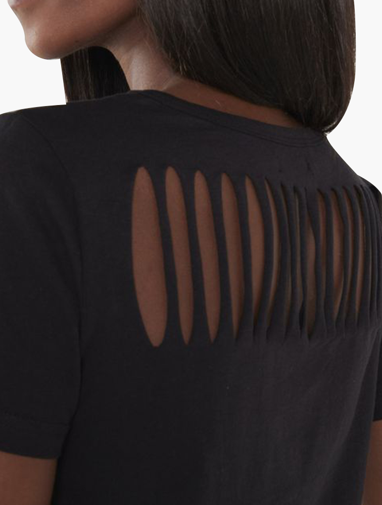 MyRunway | Shop Brave Soul Black Slashed Back Crew Neck Tee for Women ...