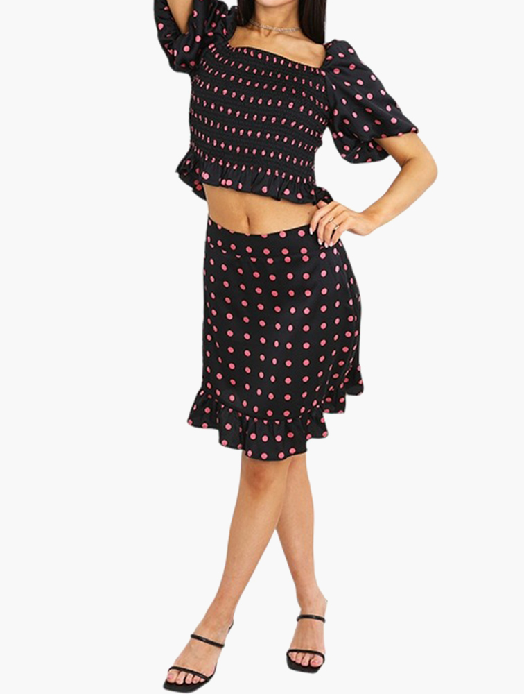 MyRunway | Shop Brave Soul Black Dotted Print Puff Sleeve Top for Women ...