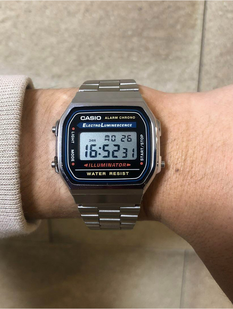 MyRunway | Shop Casio Silver & Black Rectangular Retro Steel Watch for ...