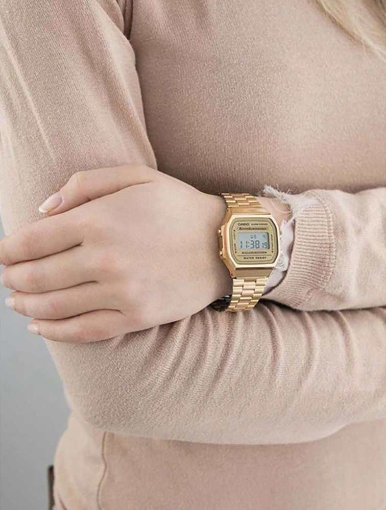 MyRunway | Shop Casio Gold Vintage Digital Rectangular Steel Watch for ...