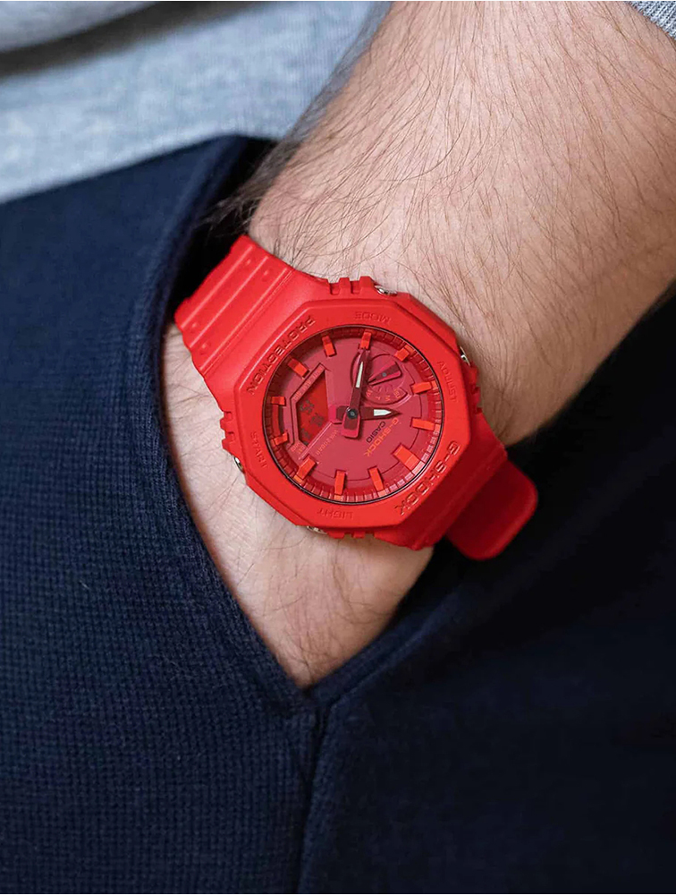 Shop Casio Red G-Shock Carbon Core Analog Digital Resin Watch for Men ...