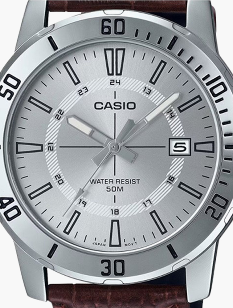 MyRunway | Shop Casio Brown & Silver Sporty Date Watch for Men from ...