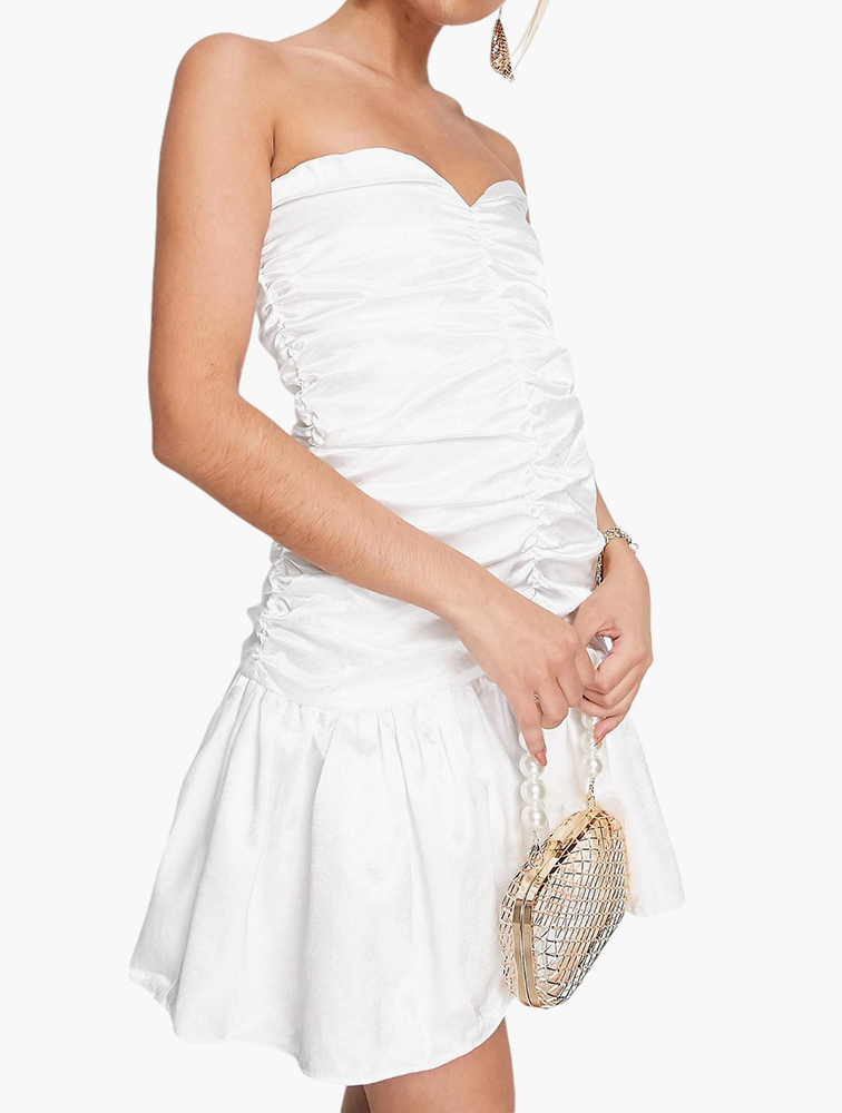 MyRunway | Shop Collective The Label White Structured Hem Super Ruched ...