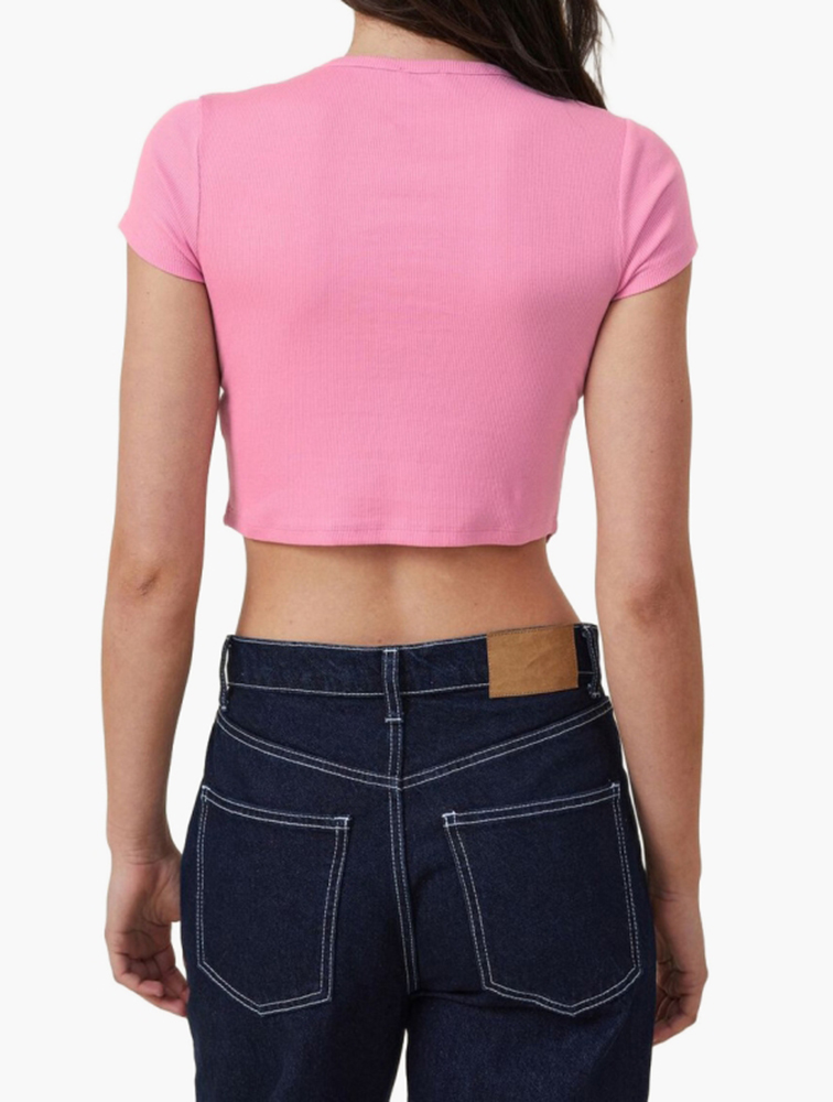 MyRunway | Shop Cotton On Curved hem organic rib tee - cafe pink for ...