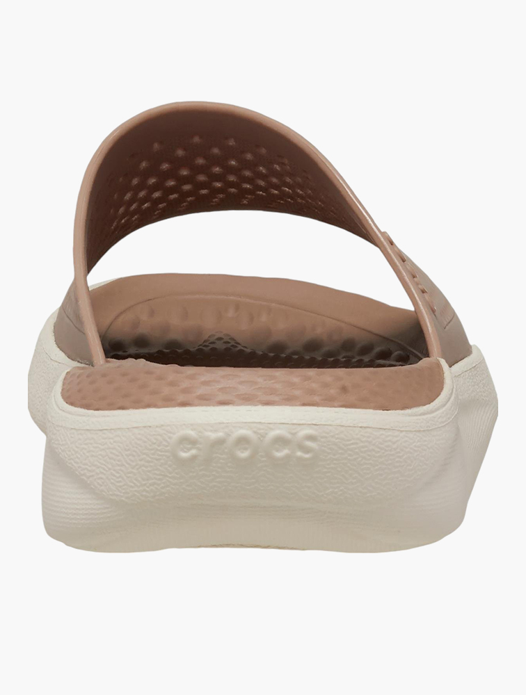 MyRunway | Shop Crocs Latte & Stucco LiteRide Slides for Women & Men ...